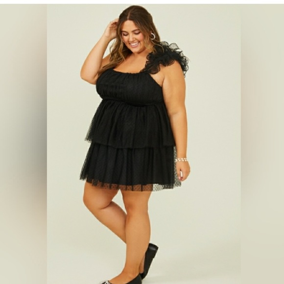 ARULA | Dresses | Arula Womens Plus Black Tulle Ruffle Party Dress New ...